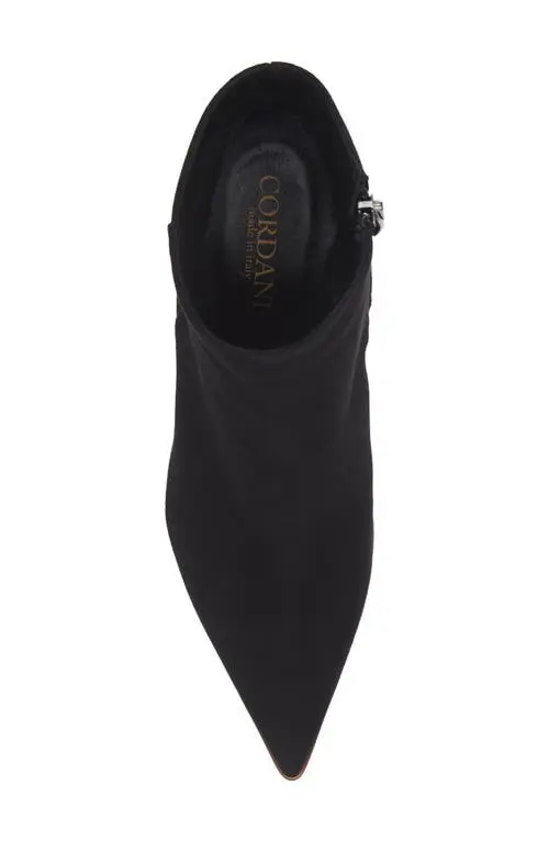 Cordani Norissa Pointed Toe Snakeskin Bootie - Black Suede