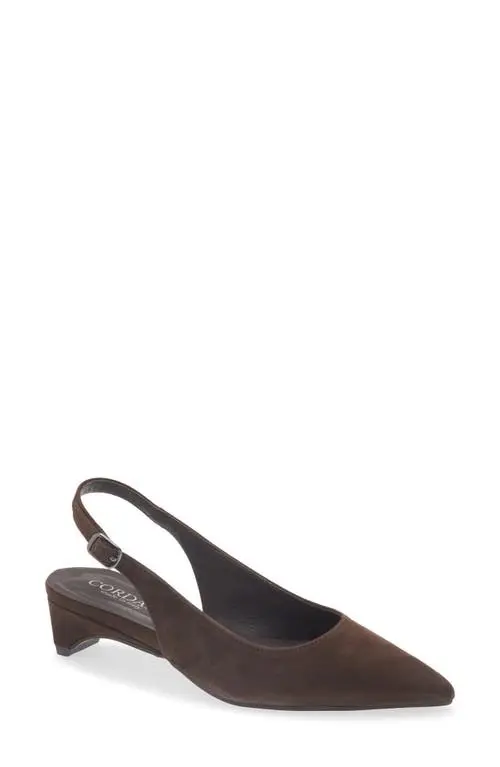 Cordani Royce Leather Slingback Pump - Brown Suede