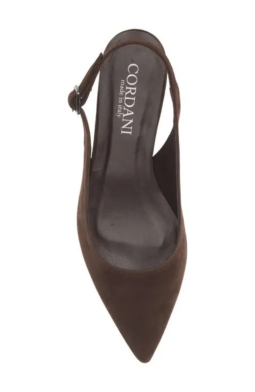 Cordani Royce Leather Slingback Pump - Brown Suede