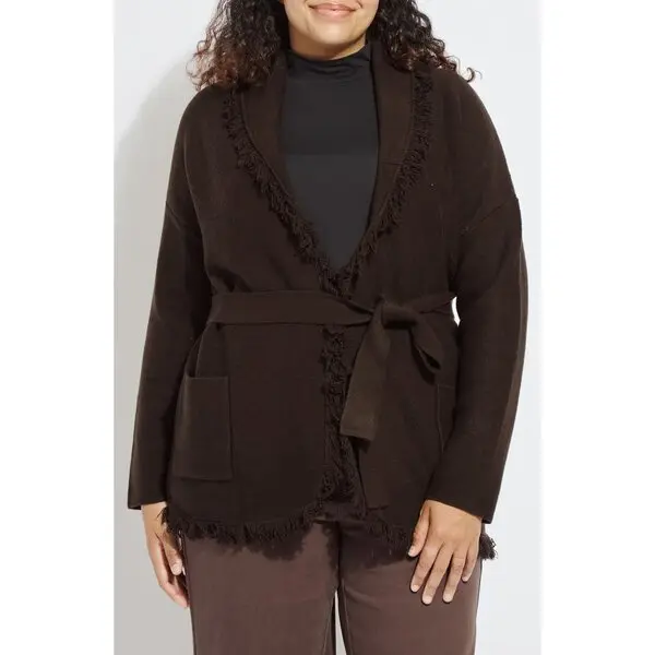 Lyssé Dixie Fringe Belted Cardigan
