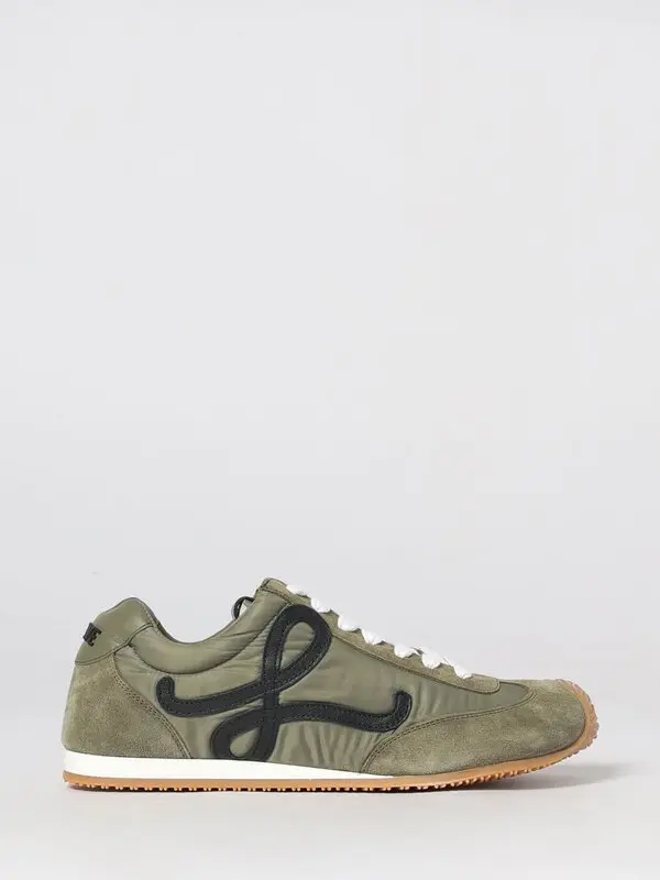 Loewe Ballet Runner 2.0 Nylon And Suede Sneakers With Applied Logo - Kaki