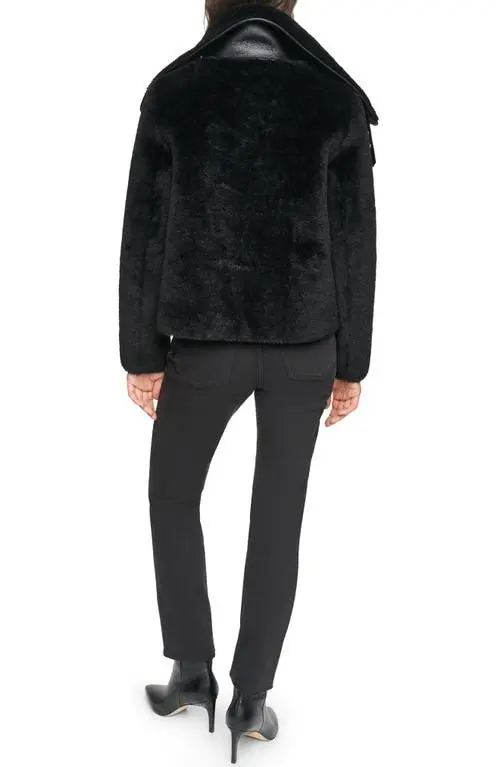 Andrew Marc Kemsley Faux Leather & Faux Shearling Moto Jacket
