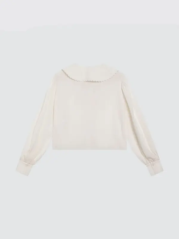 Chloé Pure Silk Sailor Collar Shirt With Gathered Shoulders