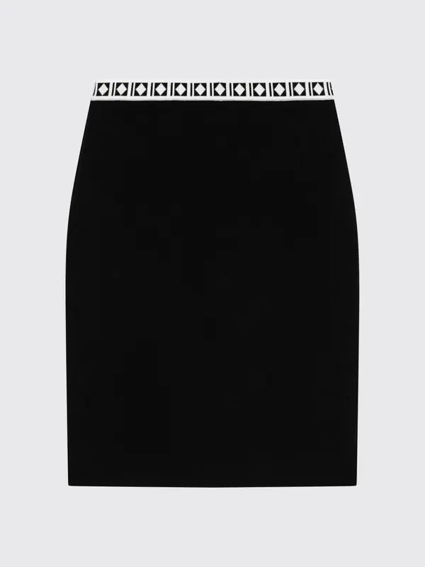 Versace Slim Fit High-waisted Geometric Pencil Midi Skirt - Black