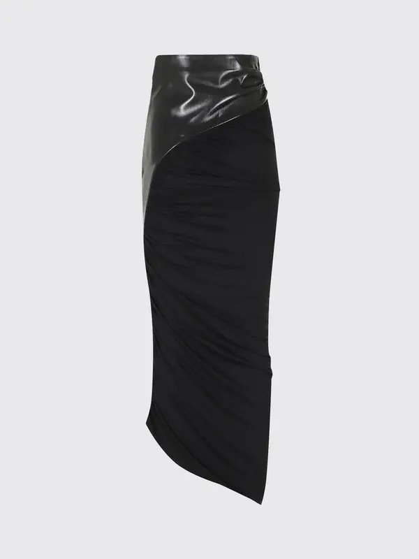 Andamane Draped Asymmetric Hem Midi Pencil Skirt - Black