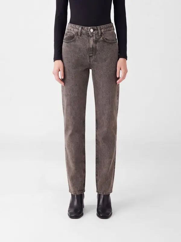 Federica Tosi High-waisted Straight-leg Jeans In Crinkled-effect Denim - Brown
