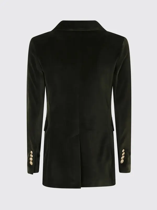 CIRCOLO 1901 Slim Fit Double-breasted Cropped Velvet Blazer - Green