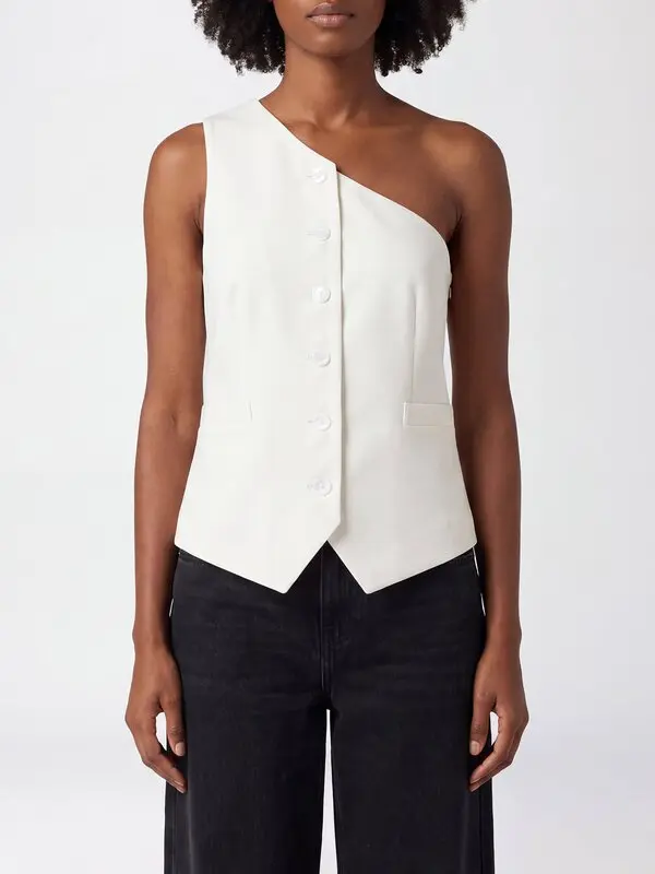 Federica Tosi Asymmetric One-shoulder Cotton Top With Buttons - Brown