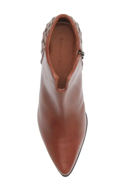 CHOCOLAT BLU Edie Pointed Toe Bootie - Brown Leather