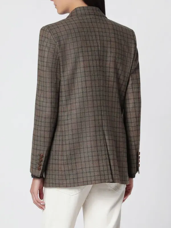 BLAZÉ MILANO Check Pattern Virgin Wool And Cashmere Double-breasted Blazer
