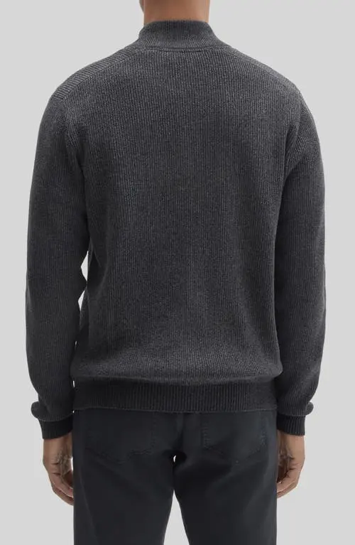 Robert Barakett Idris Full Zip Mock Neck Sweater - Black
