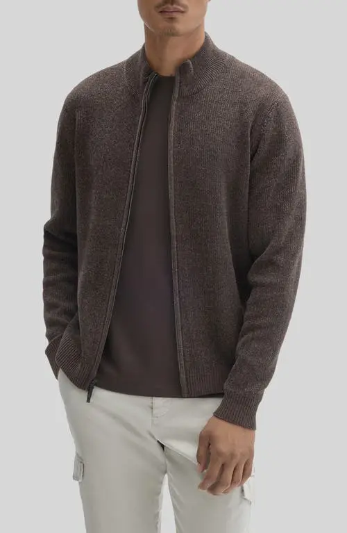 Robert Barakett Idris Full Zip Mock Neck Sweater - Brown