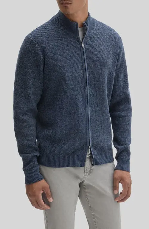 Robert Barakett Idris Full Zip Mock Neck Sweater - Dark Indigo