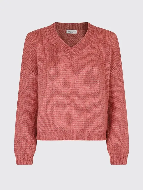 ROBERTO COLLINA V-neck Alpaca And Wool-blend Jumper With Ribbed Trims - Pink