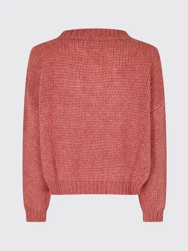 ROBERTO COLLINA V-neck Alpaca And Wool-blend Jumper With Ribbed Trims - Pink
