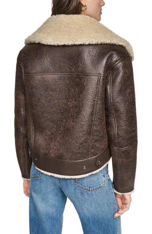Andrew Marc Ellery Faux Leather & Faux Shearling Aviator Jacket