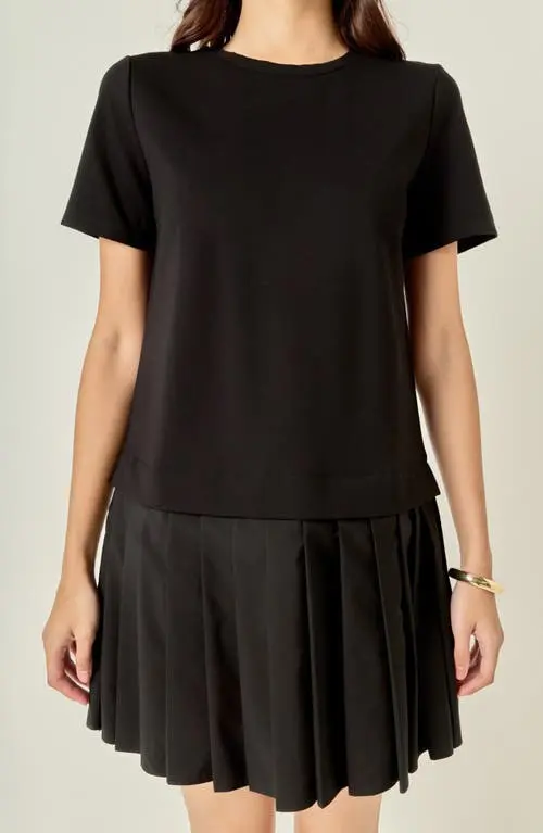 English Factory Mixed Media Pleated Minidress