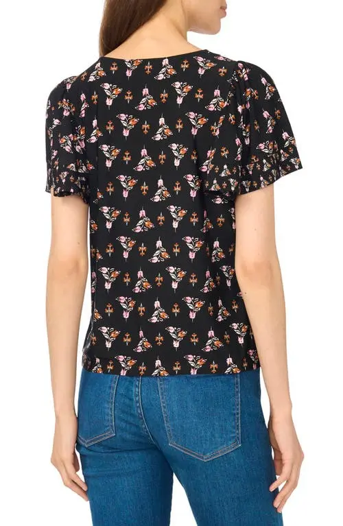 CECE DUPRAZ Shirred Flutter Sleeve T-shirt