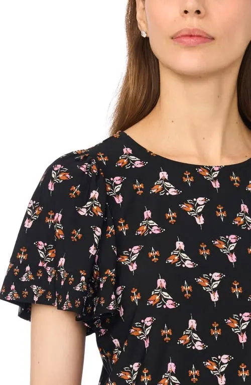 CECE DUPRAZ Shirred Flutter Sleeve T-shirt
