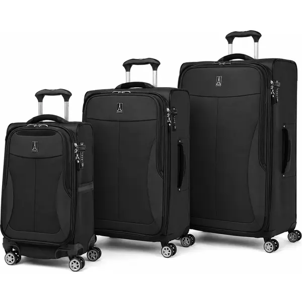 TRAVELPRO Walkabout 6 Softside Expandable 3 Piece Spinner Luggage Set - Jet Black