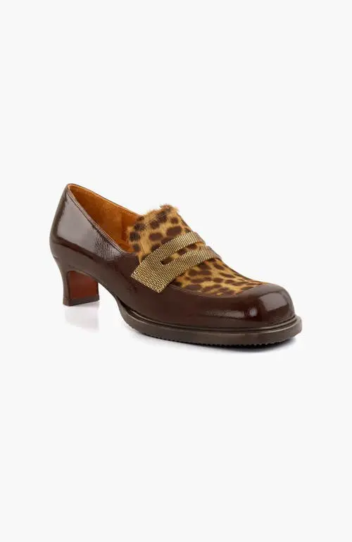 Chie Mihara Brony Leopard Print Patent Peather Pump