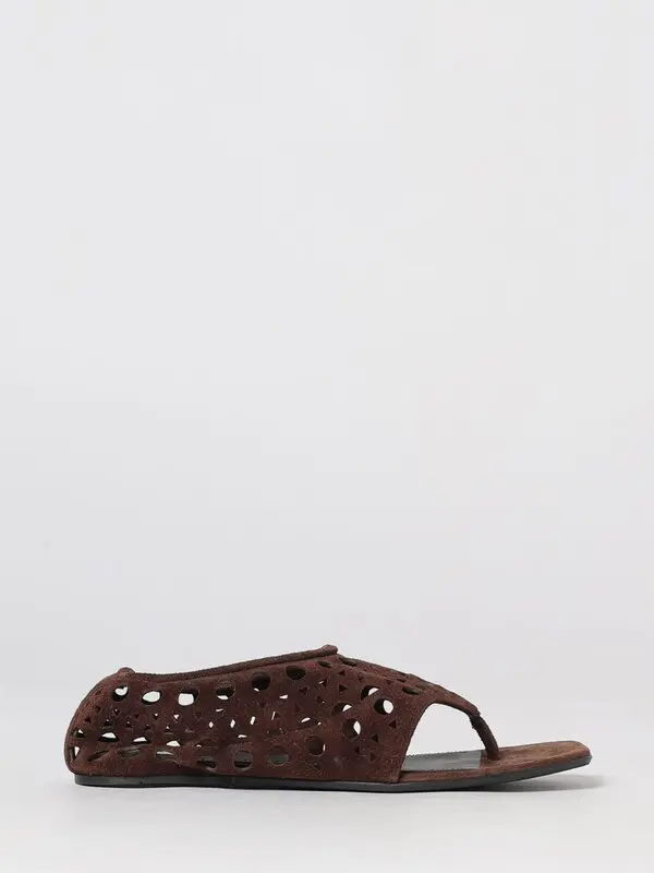 Alaïa Vienne Perforated Suede Thong Mule Sandals - Brown