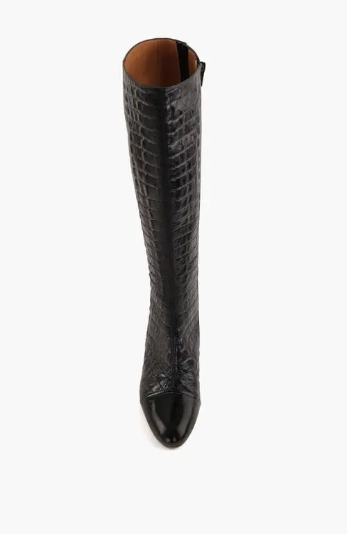 Chie Mihara Nishawa Crocodile-embossed Patent Leather High Boots - Black