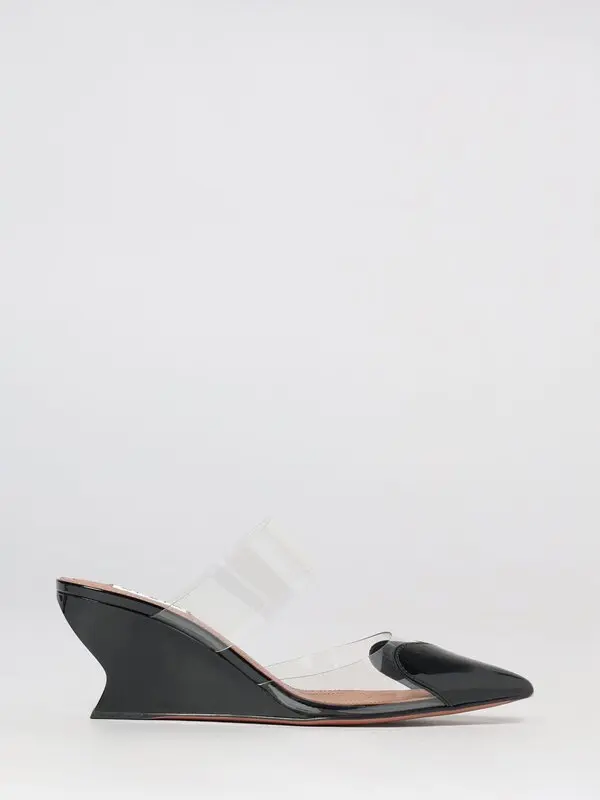 Alaïa Le Cœur Patent Leather Wedge Mules With Almond Toe - Black