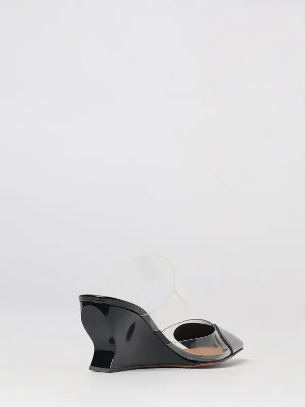 Alaïa Le Cœur Patent Leather Wedge Mules With Almond Toe - Black