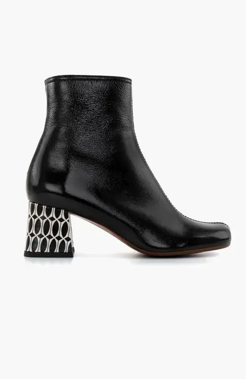 Chie Mihara Muki49 Patent Leather Geometric Print Ankle Boots