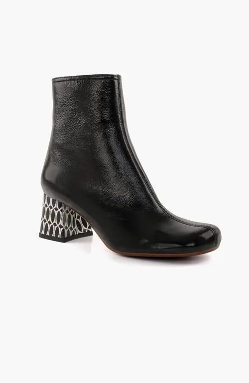 Chie Mihara Muki49 Patent Leather Geometric Print Ankle Boots