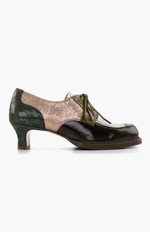 Chie Mihara Braian Metallic Embossed Leather Lace-up Pump