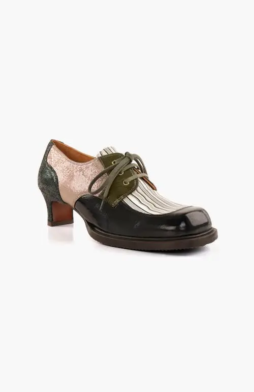 Chie Mihara Braian Metallic Embossed Leather Lace-up Pump