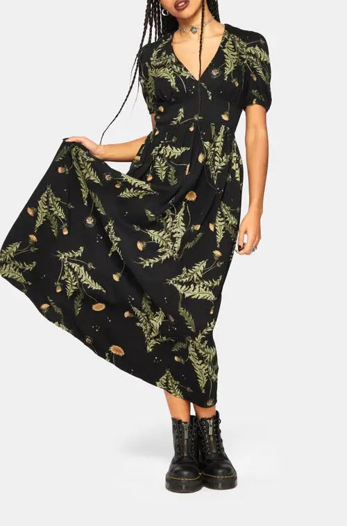DISTURBIA Cimora Puff Sleeve Maxi Dress
