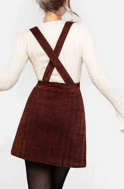 DISTURBIA Terracotta Mini Pinafore Skirt