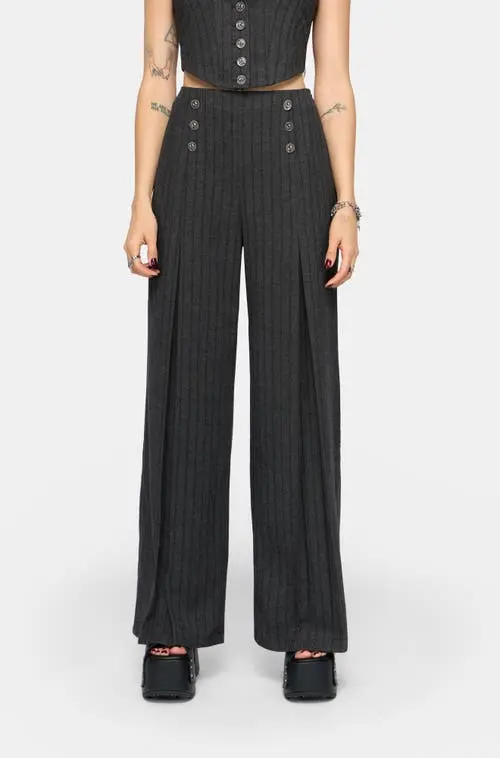 DISTURBIA Blair Pinstripe Tailored Trouser - Charcoal