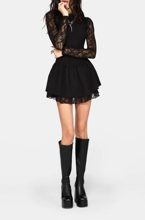 DISTURBIA Erisda Lace Bodysuit Mini Dress