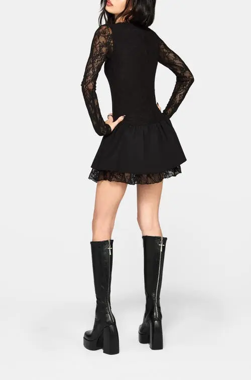DISTURBIA Erisda Lace Bodysuit Mini Dress