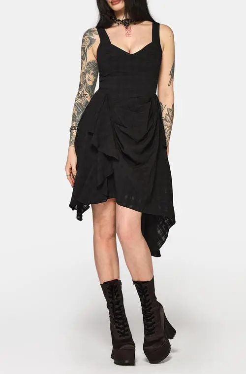 DISTURBIA Vivienne Checked Ruched Mini Dress