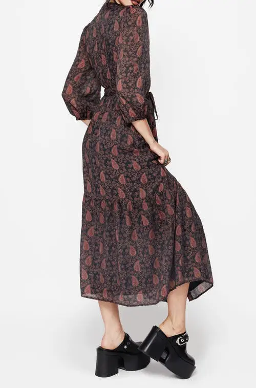 DISTURBIA Isola Paisley Shift Midi Dress