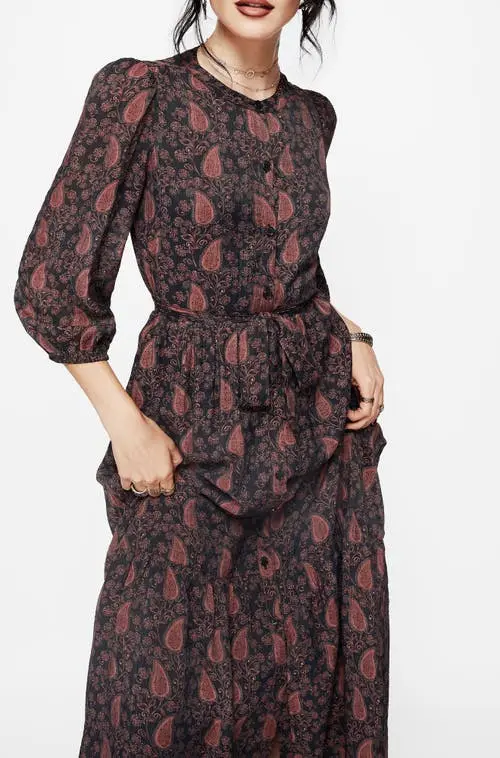 DISTURBIA Isola Paisley Shift Midi Dress