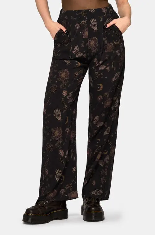DISTURBIA Angela Folk Print Wide Leg Trouser