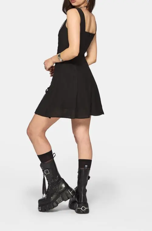 DISTURBIA Tasmina Lace Up Front Mini Dress