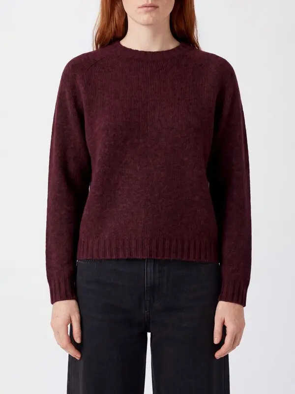 ROBERTO COLLINA Merino Wool And Baby Camel Crew Neck Jumper - Burgundy