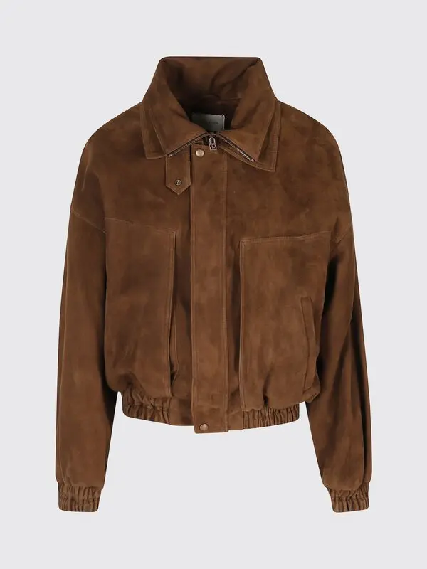 Magda Butrym Cropped Suede Lambskin Bomber Jacket With A Relaxed Fit