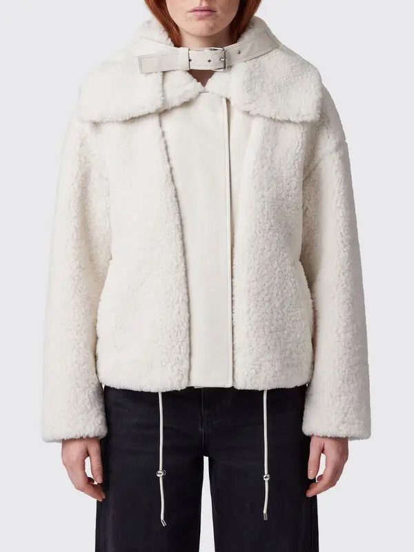 Sportmax Cropped Faux Fur Jacket With Drawstring And A Relaxed Fit - Ecru