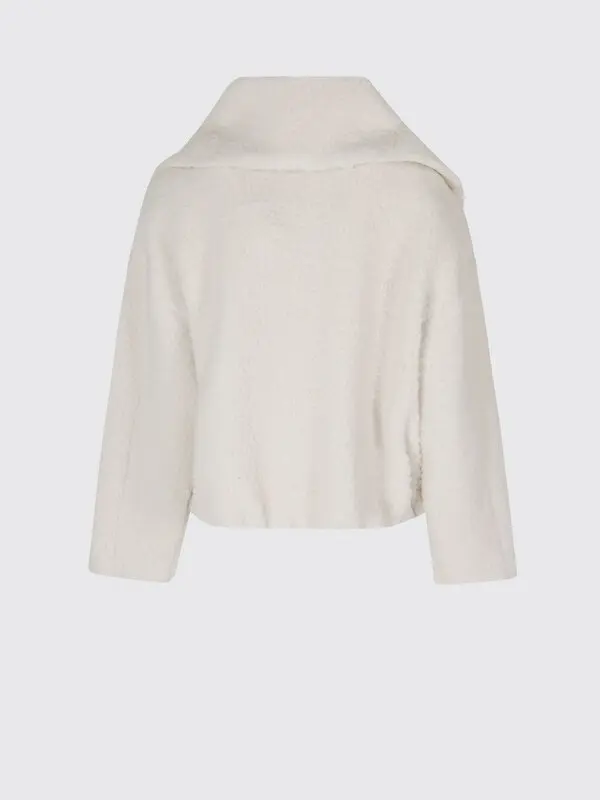 Sportmax Cropped Faux Fur Jacket With Drawstring And A Relaxed Fit - Ecru