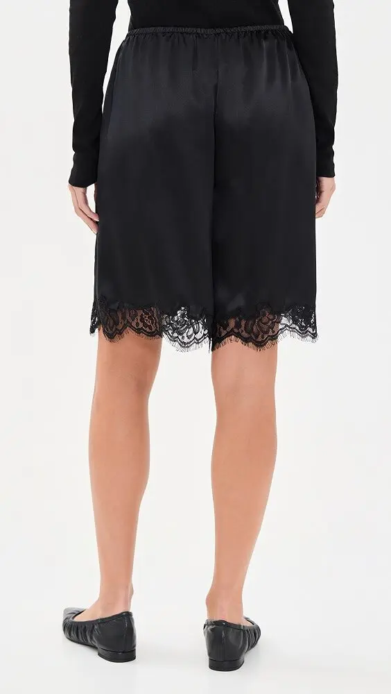 REFORMATION Clara Silk Bermuda Shorts - Black