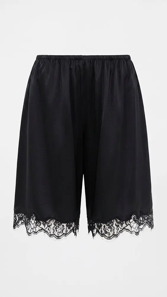REFORMATION Clara Silk Bermuda Shorts - Black