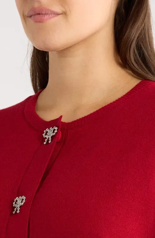 Anne Klein Embellished Bow Cardigan - Titian Red